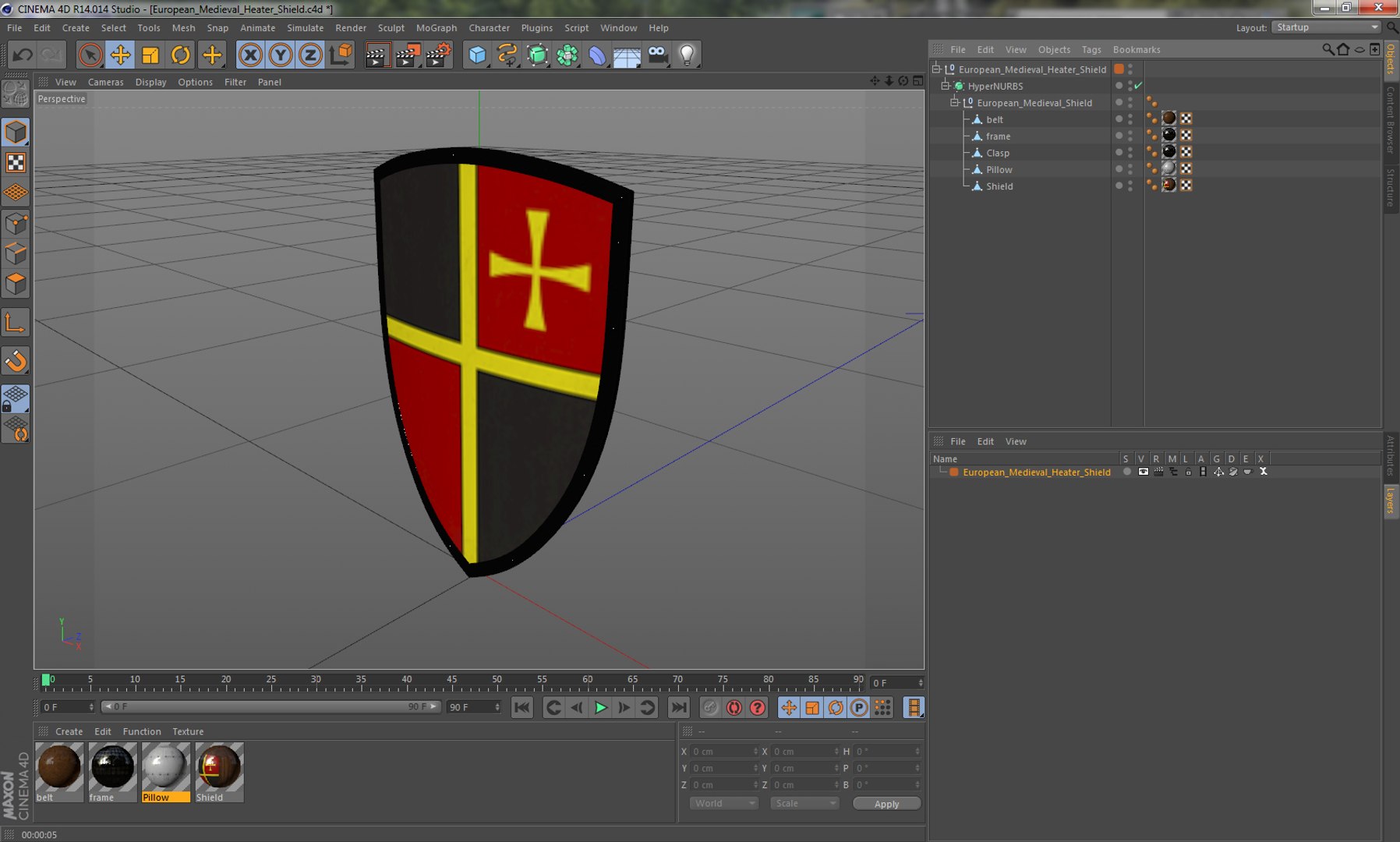 3d european medieval heater shield model