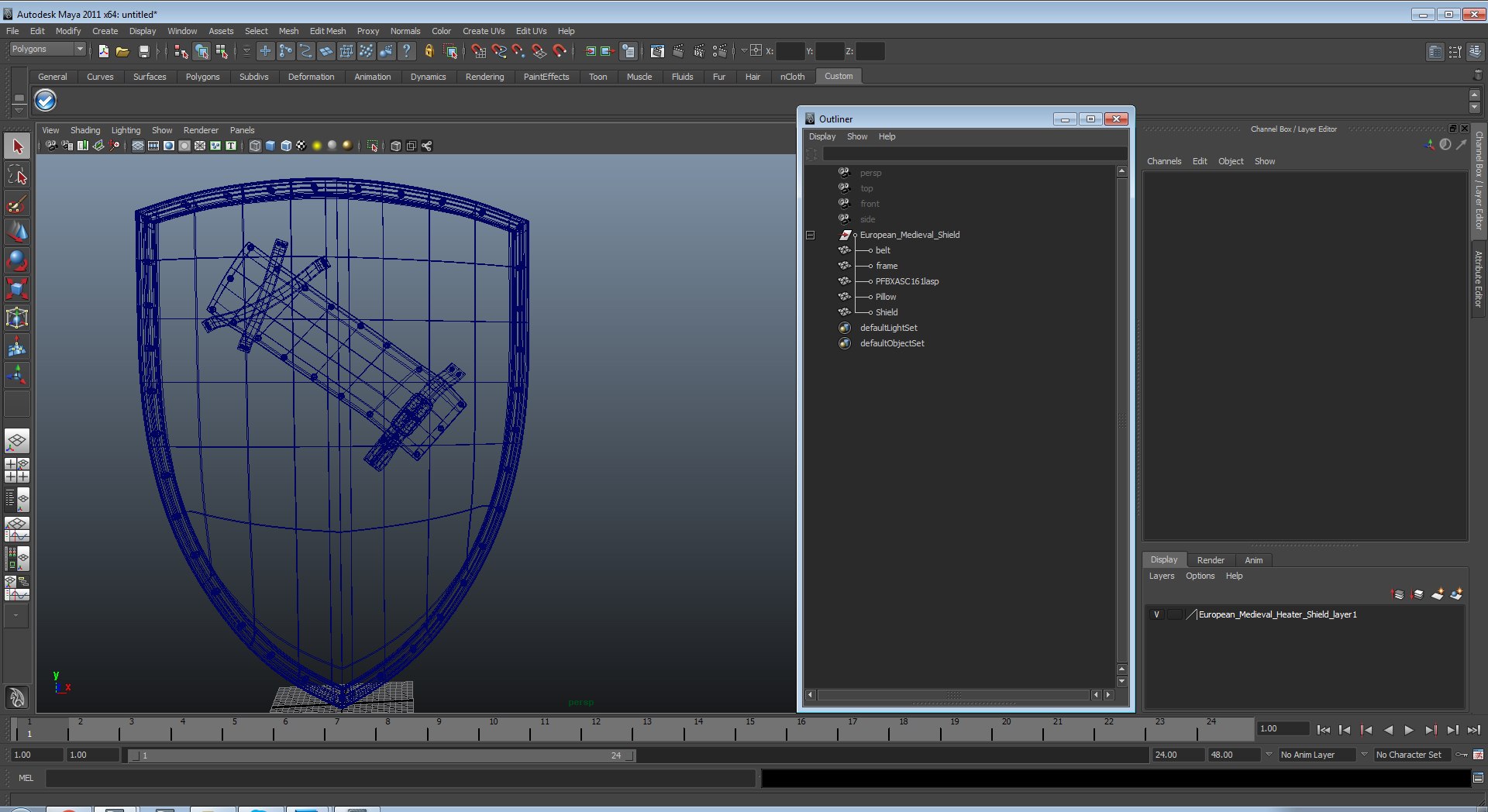 3d european medieval heater shield model