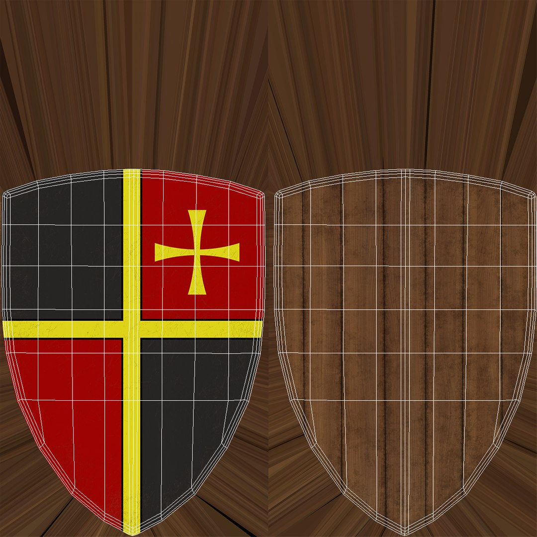 3d european medieval heater shield model