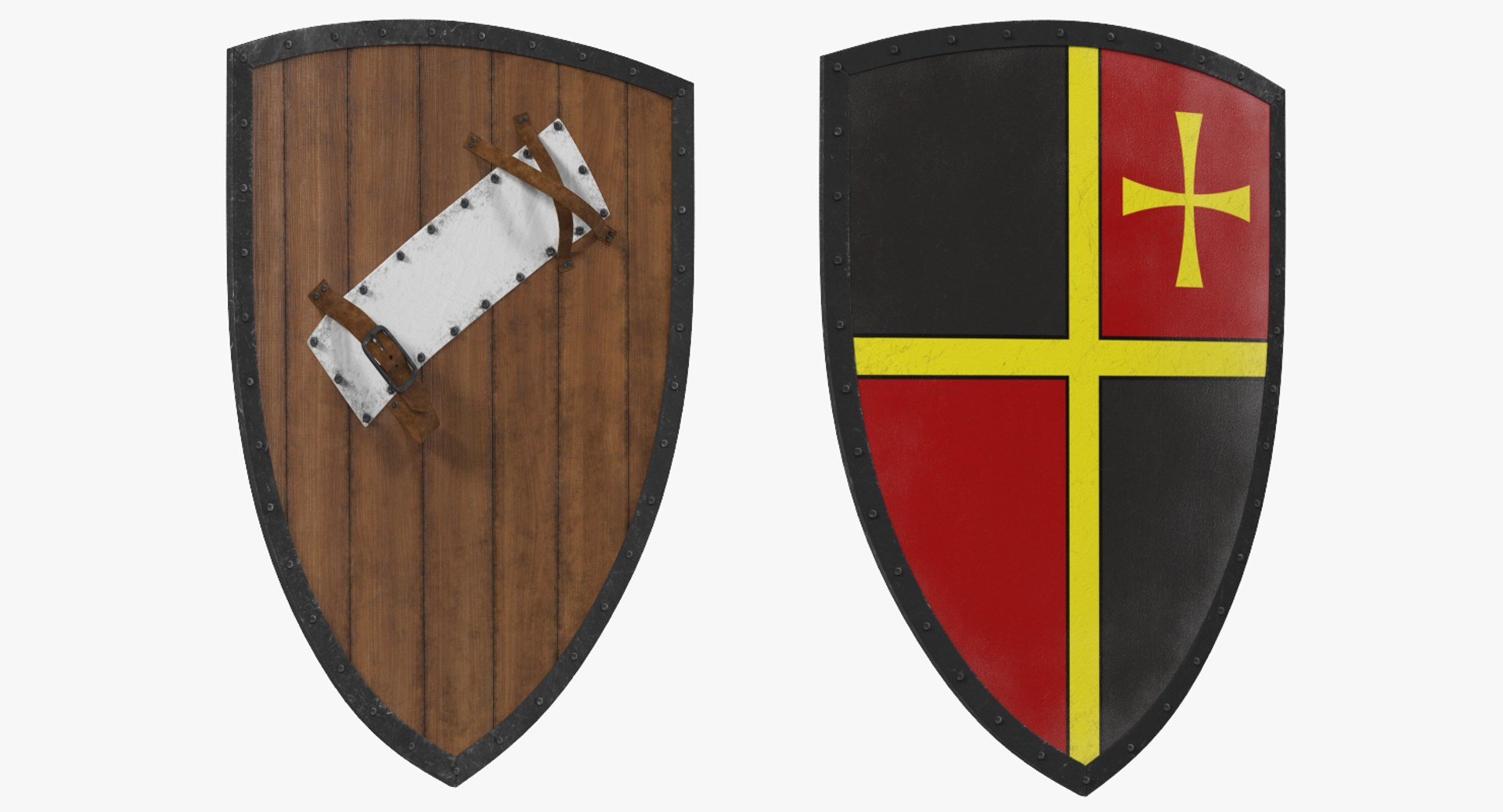 3d european medieval heater shield model