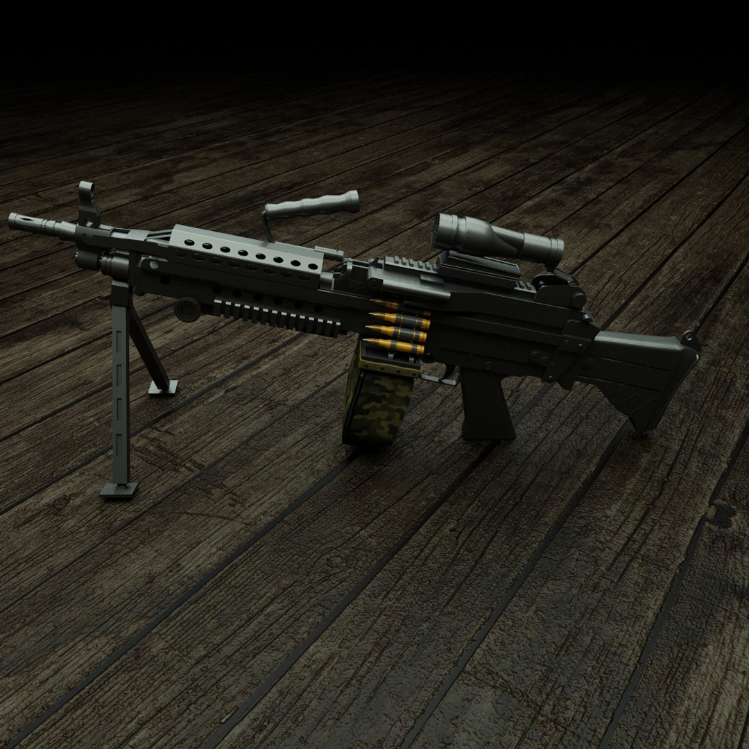 m249 light machine gun 3d model