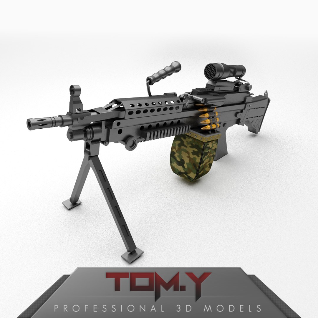 m249 light machine gun 3d model