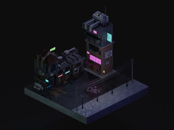 Building Cyberpunk 3D Models for Download | TurboSquid
