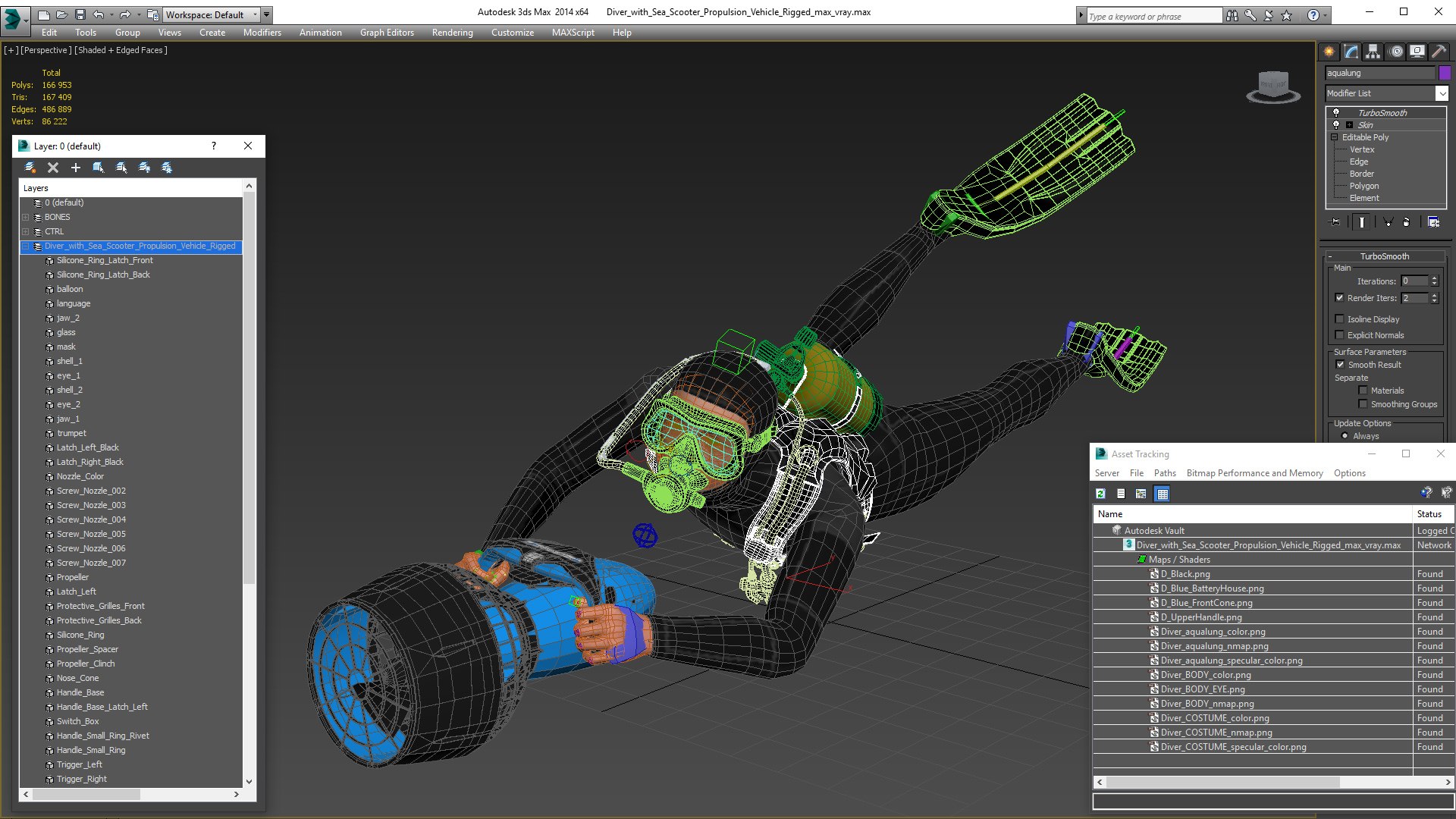 Diver with Sea Scooter Propulsion Vehicle Rigged 3D model - TurboSquid ...
