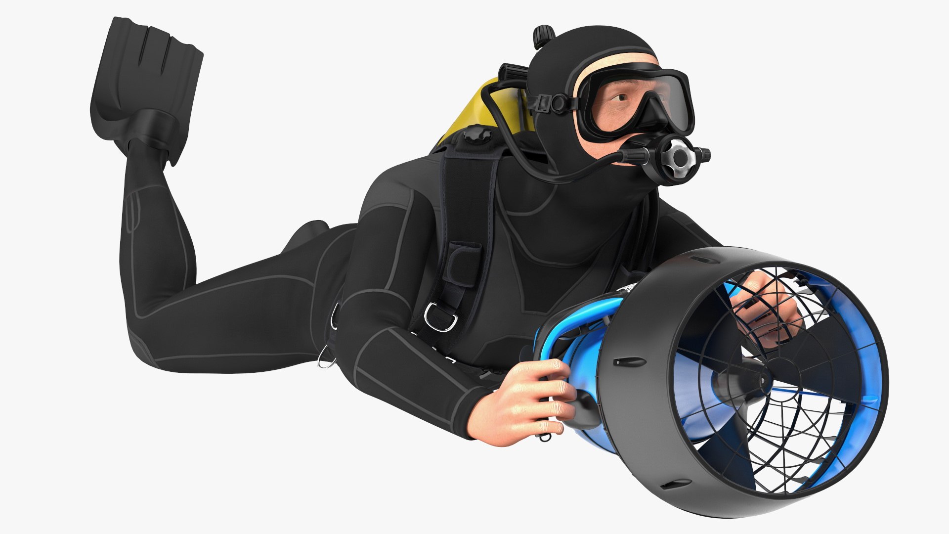 Diver with Sea Scooter Propulsion Vehicle Rigged 3D model - TurboSquid ...