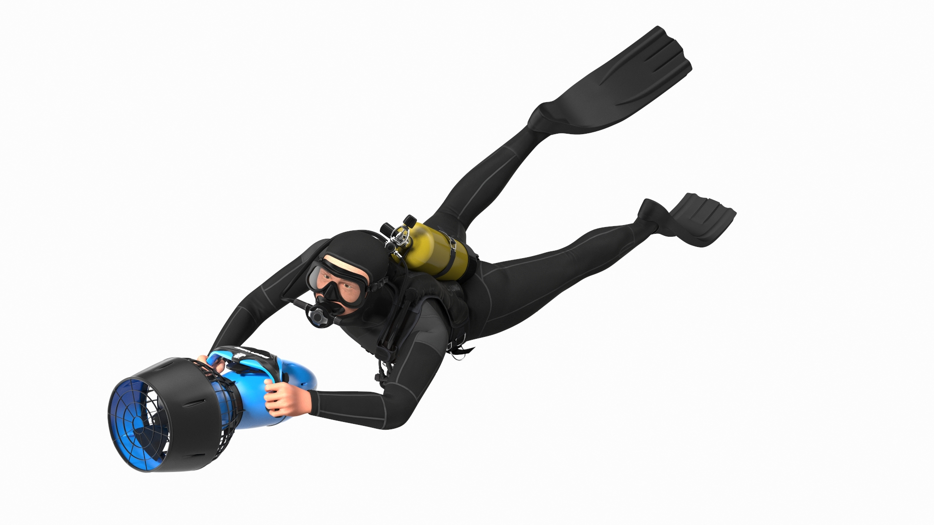 Diver With Sea Scooter Propulsion Vehicle Rigged 3D Model - TurboSquid ...