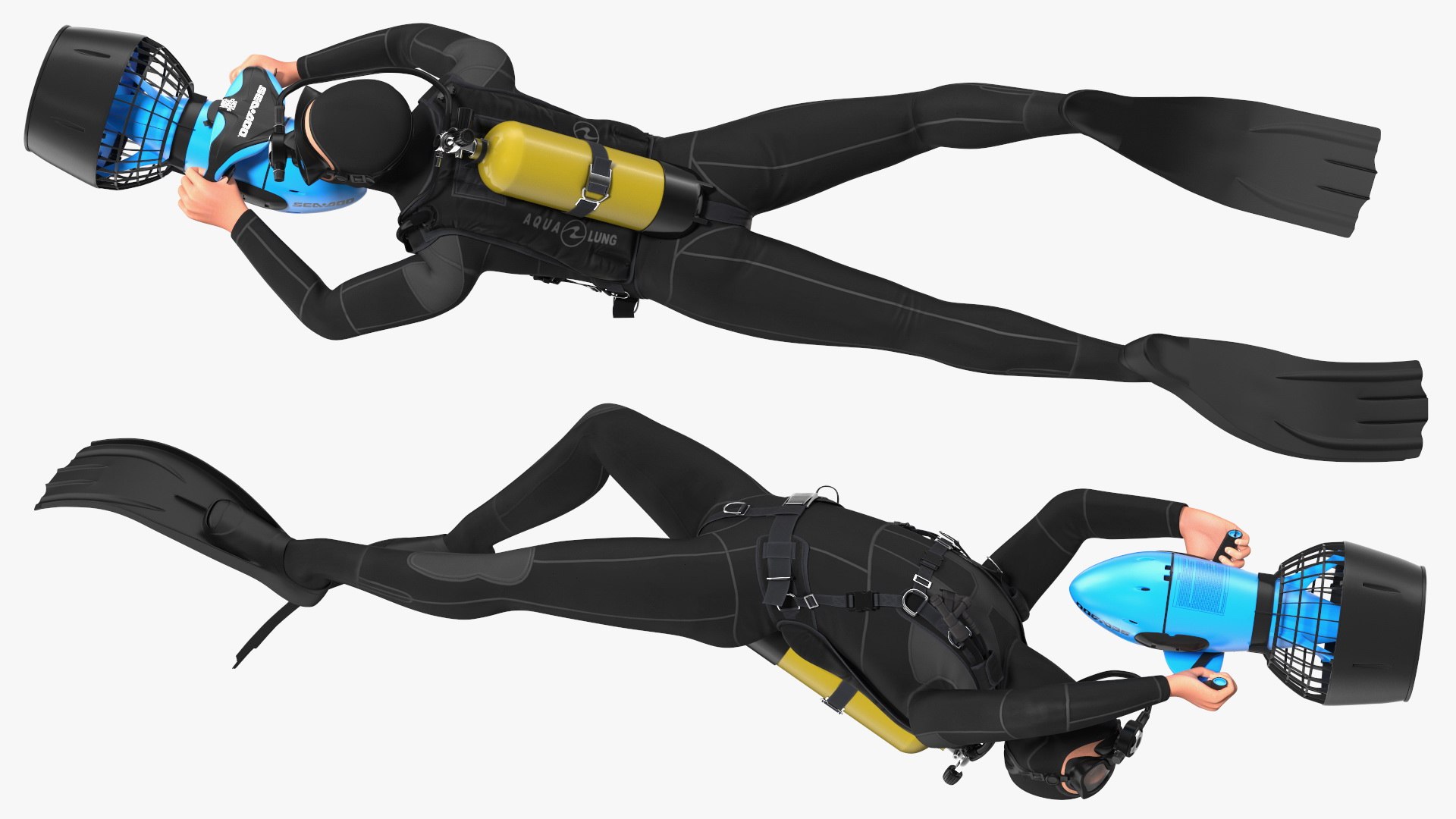 Diver With Sea Scooter Propulsion Vehicle Rigged 3D Model - TurboSquid ...
