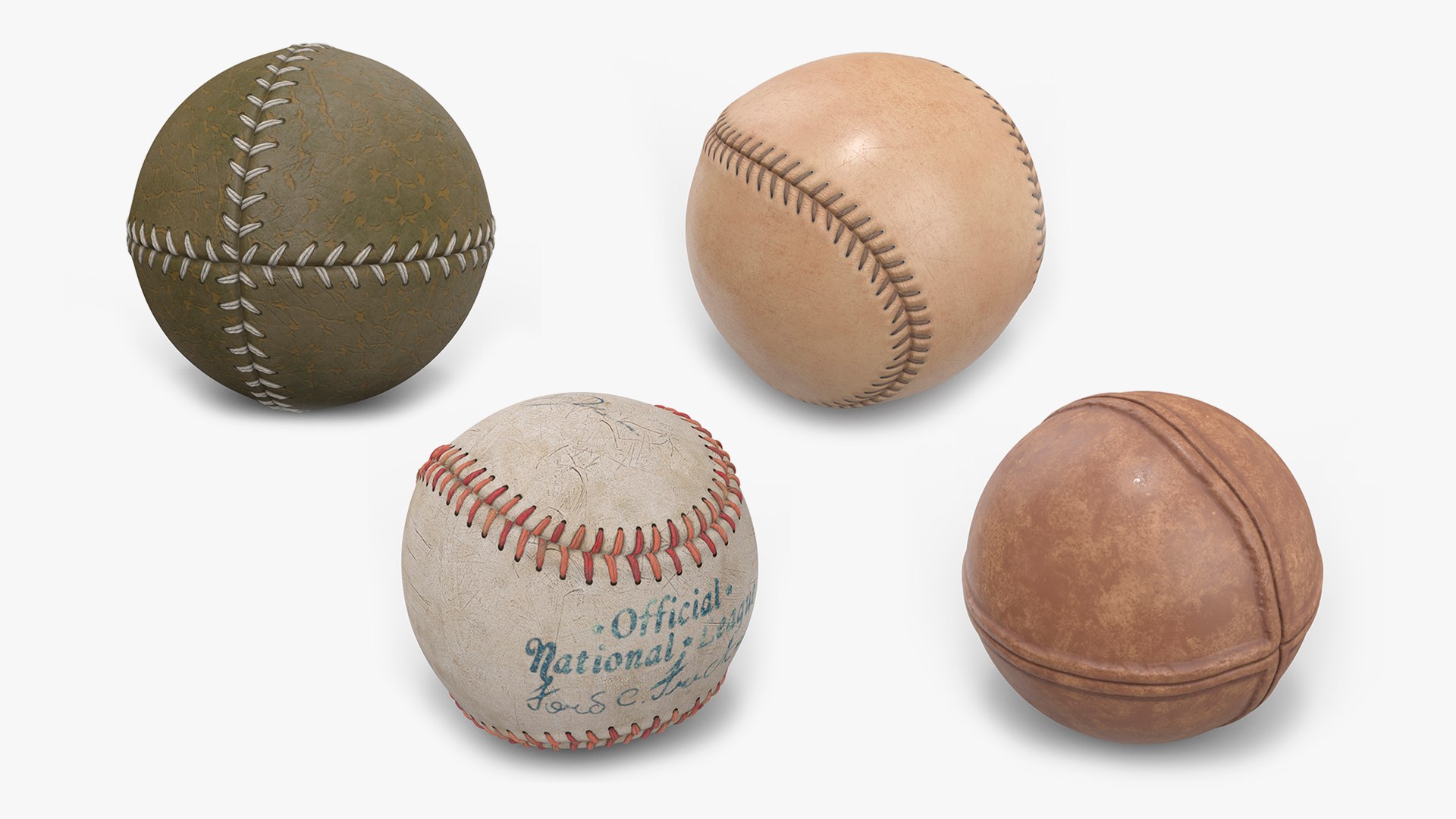 Vintage Baseball Balls Collection 2 3D model - TurboSquid 2117487
