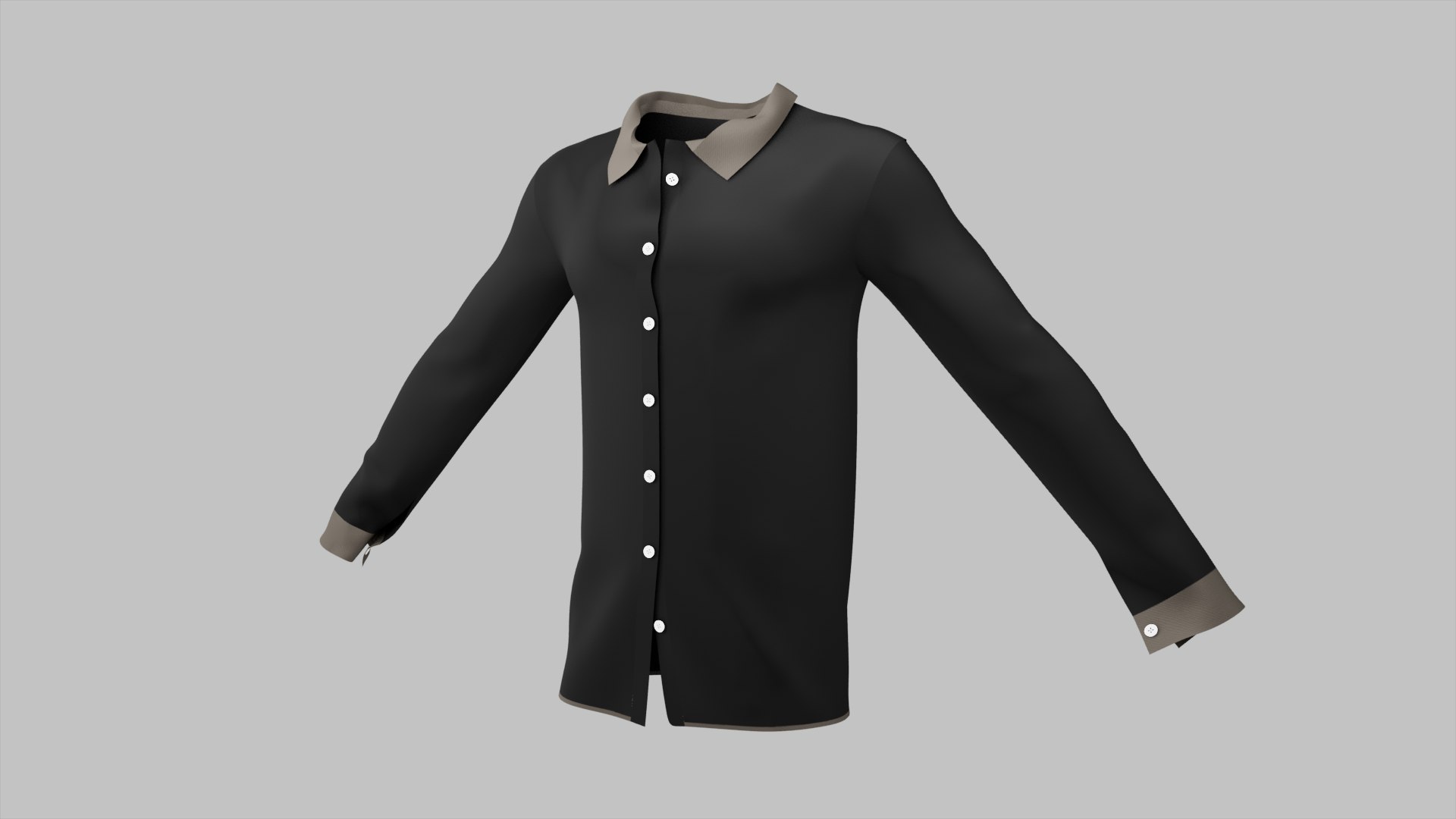 3D Black Long Sleeve Shirt Model - TurboSquid 2078408