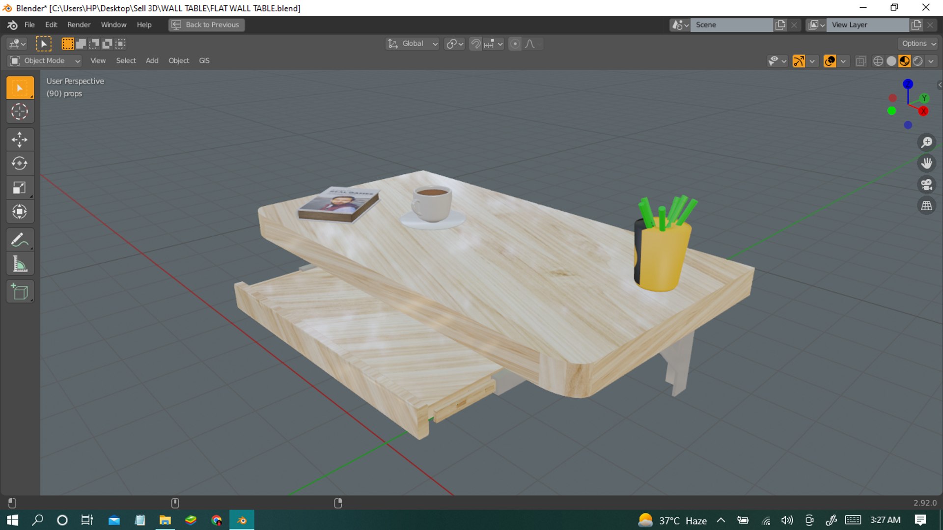 WALL Mounted Table 3D - TurboSquid 1947348