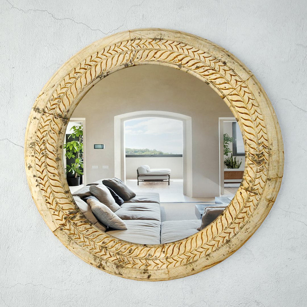 19th Century Ox Cart Wagon Wheel Mirror 3D Model - TurboSquid 2121296