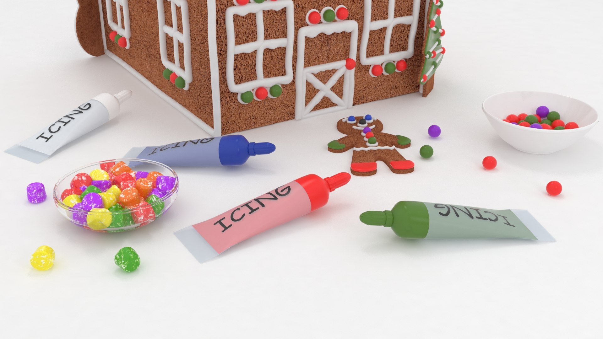 Gingerbread house gumdrops candies 3D model - TurboSquid 1654624