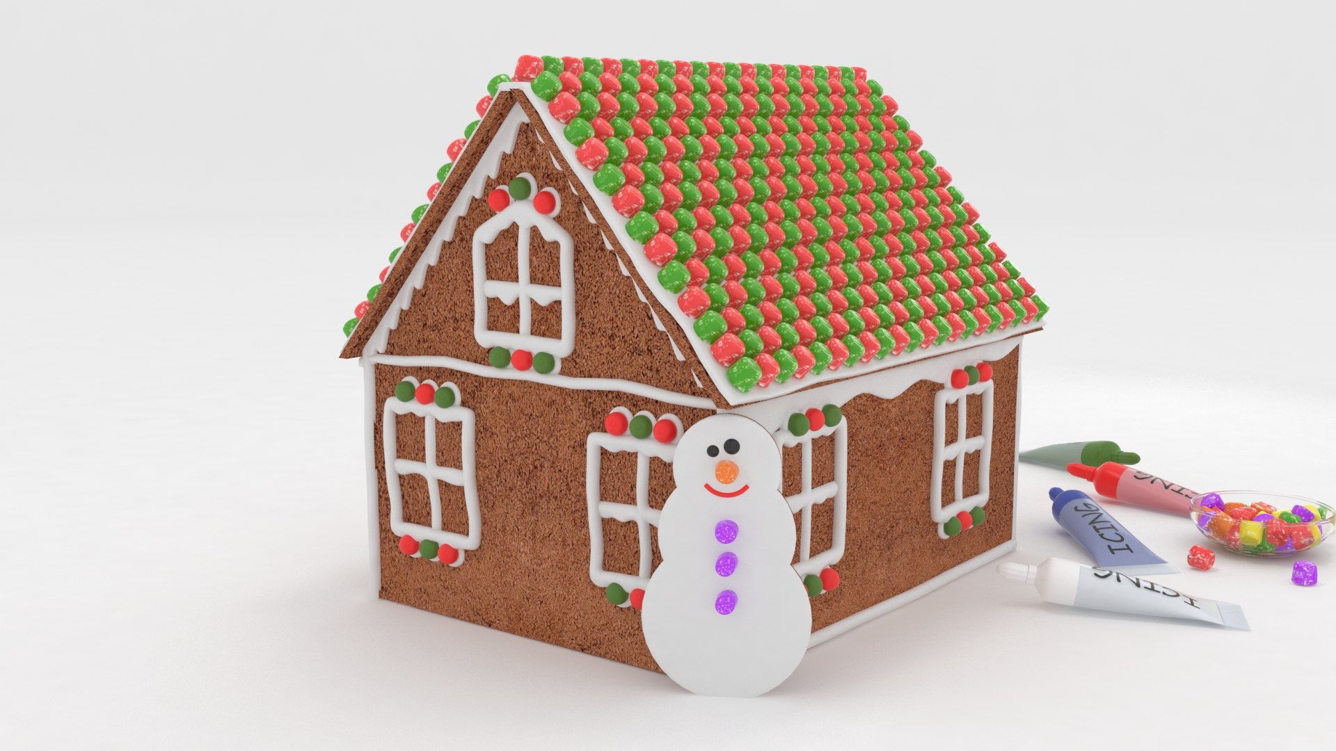 Gingerbread house gumdrops candies 3D model - TurboSquid 1654624