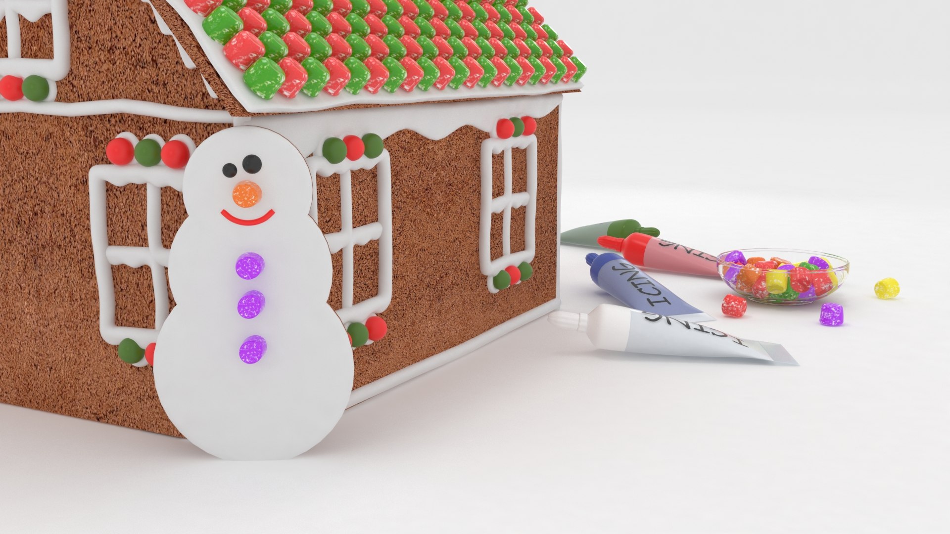 Gingerbread house gumdrops candies 3D model - TurboSquid 1654624