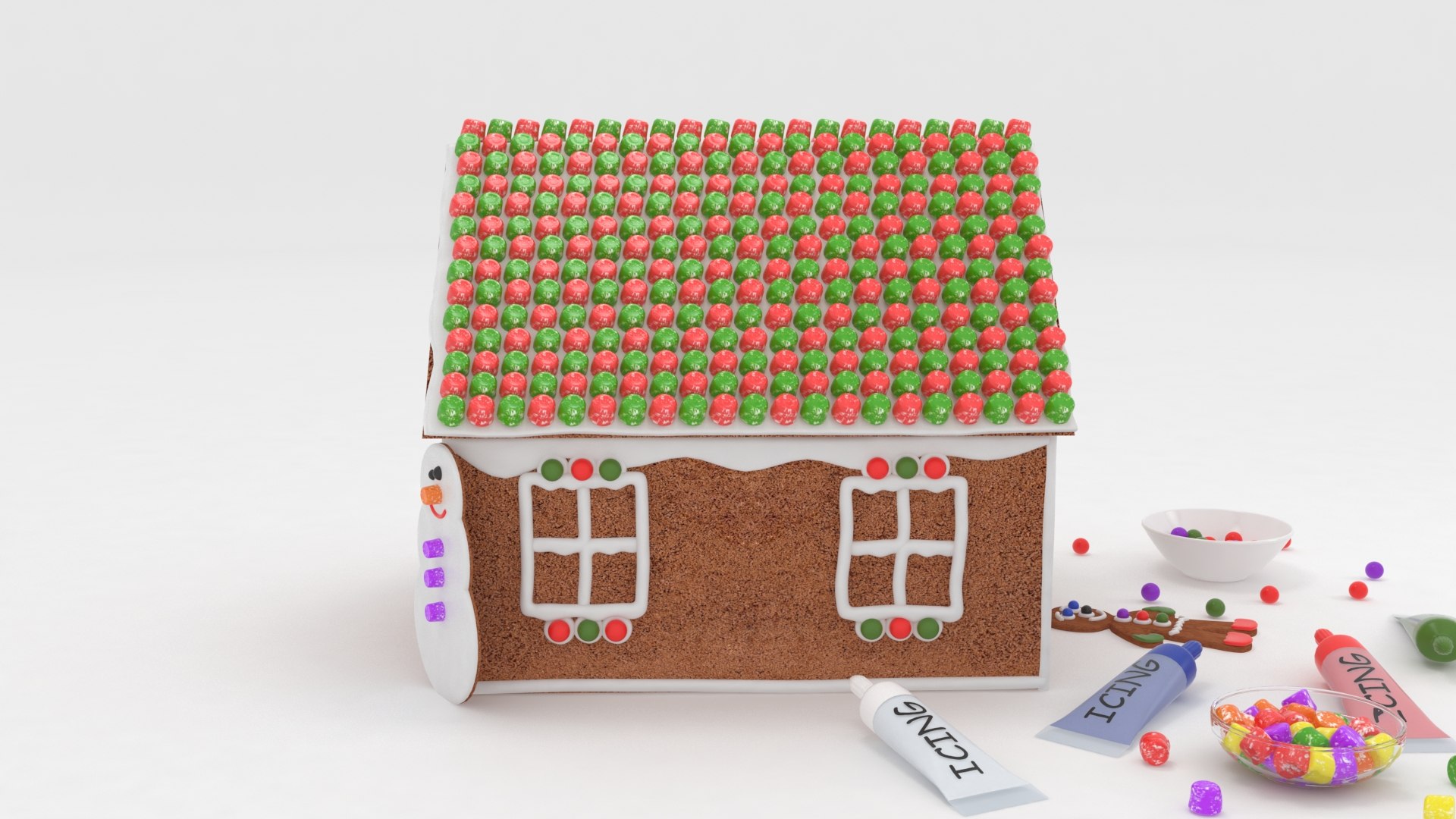 Gingerbread house gumdrops candies 3D model - TurboSquid 1654624