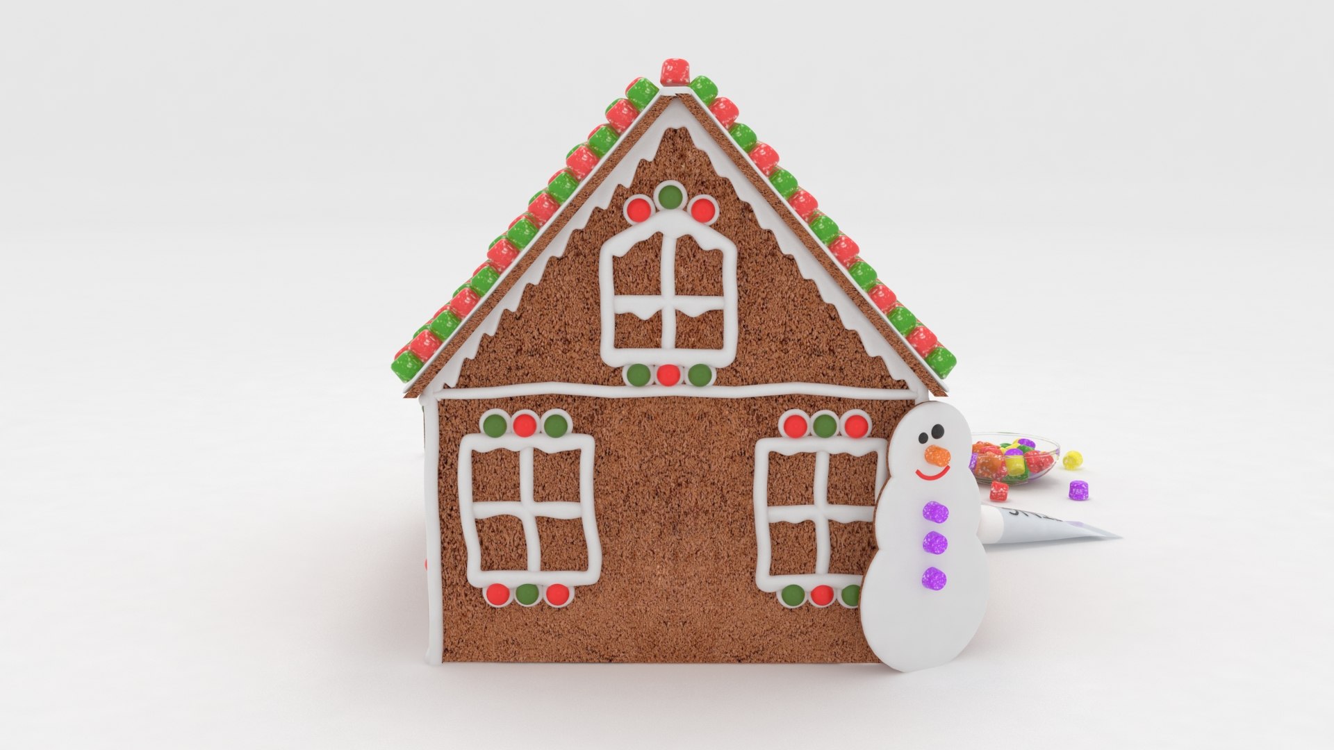 Gingerbread house gumdrops candies 3D model - TurboSquid 1654624