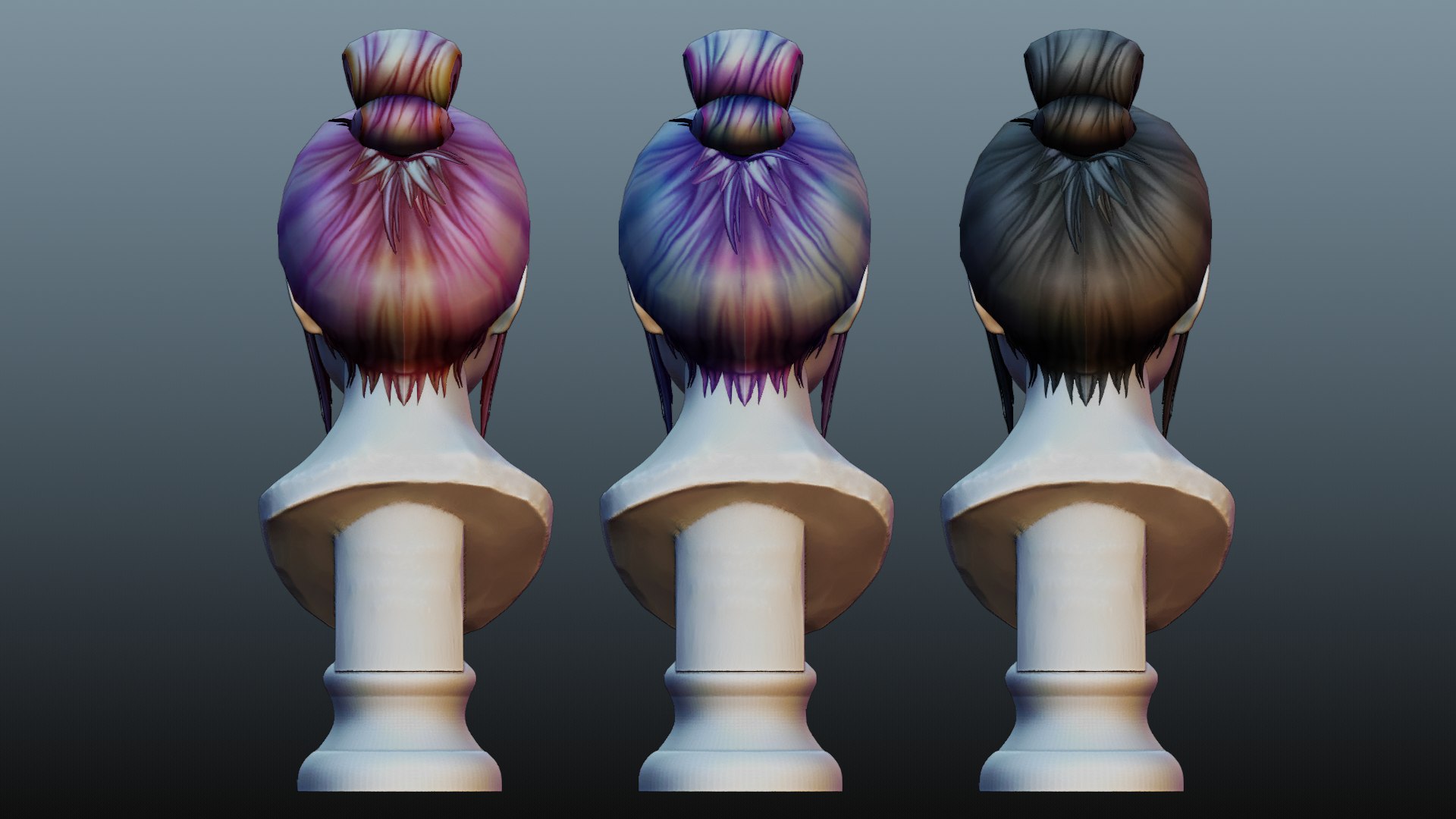 Female Hair Low Poly 3 Color 3D Model - TurboSquid 2084900