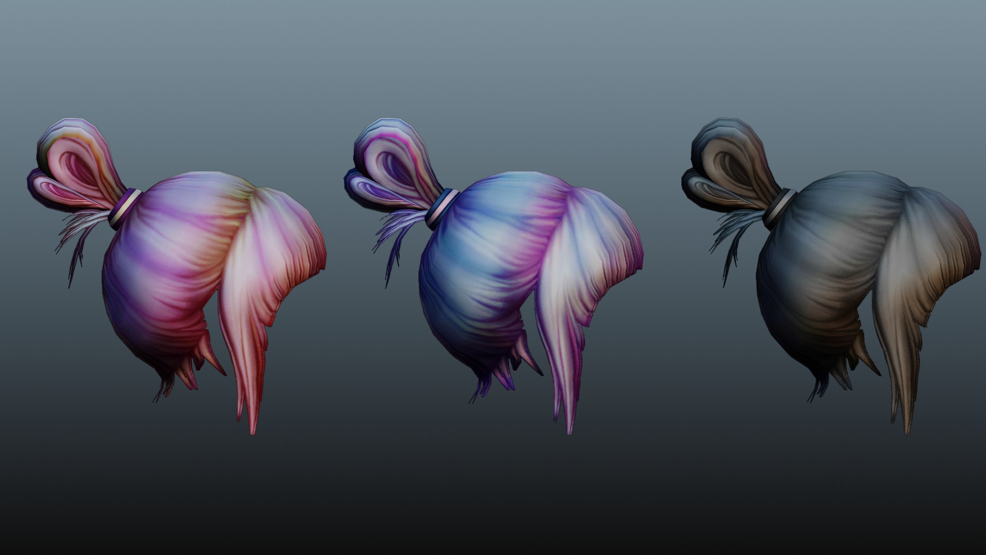 Female Hair Low Poly 3 Color 3D Model - TurboSquid 2084900