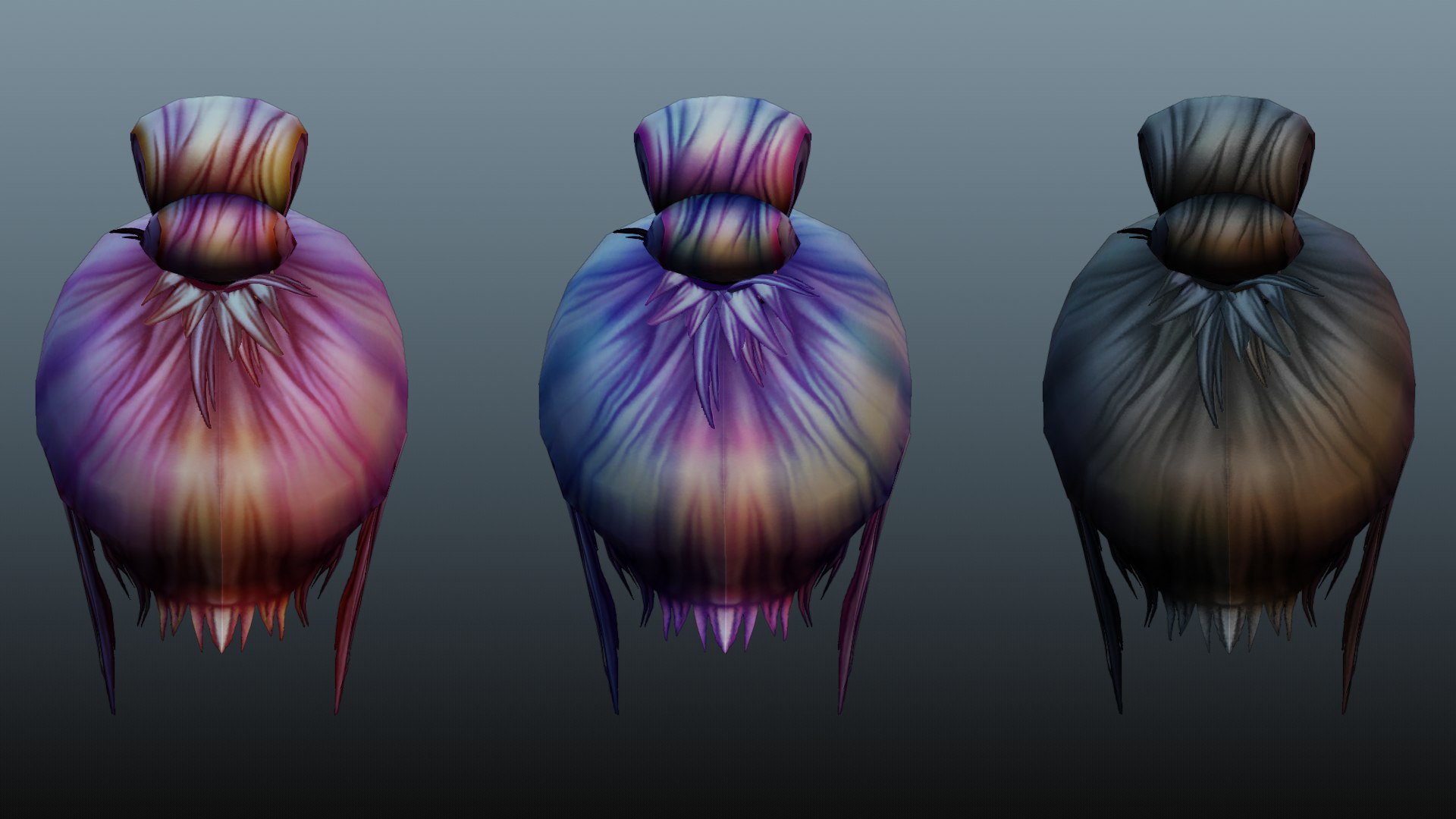 Female hair low poly 3 color model 3D model - TurboSquid 2084900