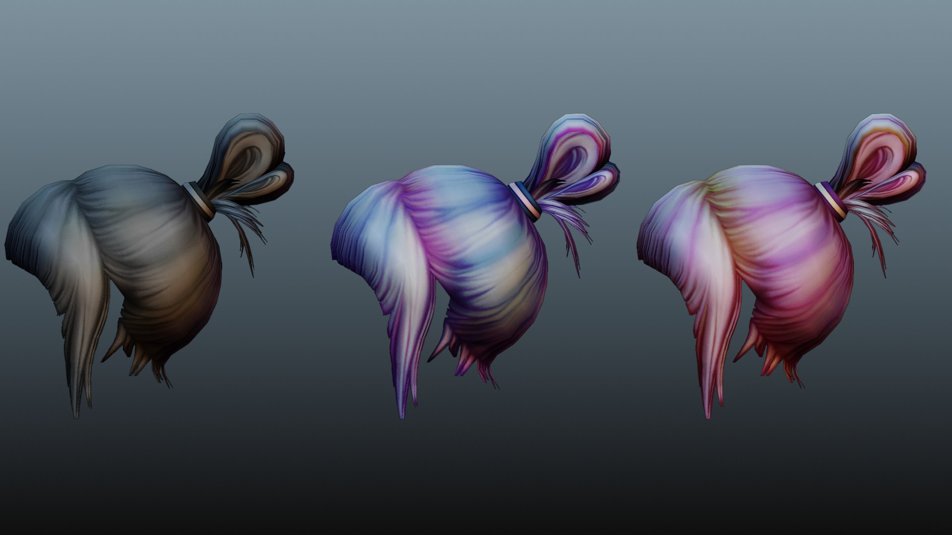 Female hair low poly 3 color model 3D model - TurboSquid 2084900