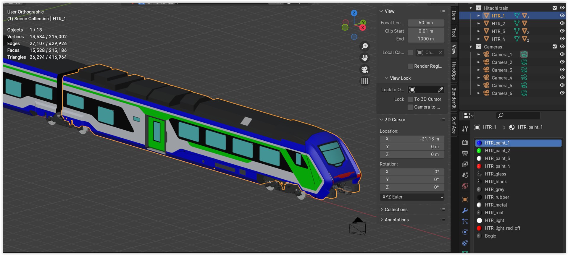 3D Hitachi HTR 412 Train Exterior - TurboSquid 2389740