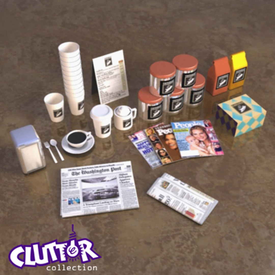 3d Model Coffee Shop Clutter