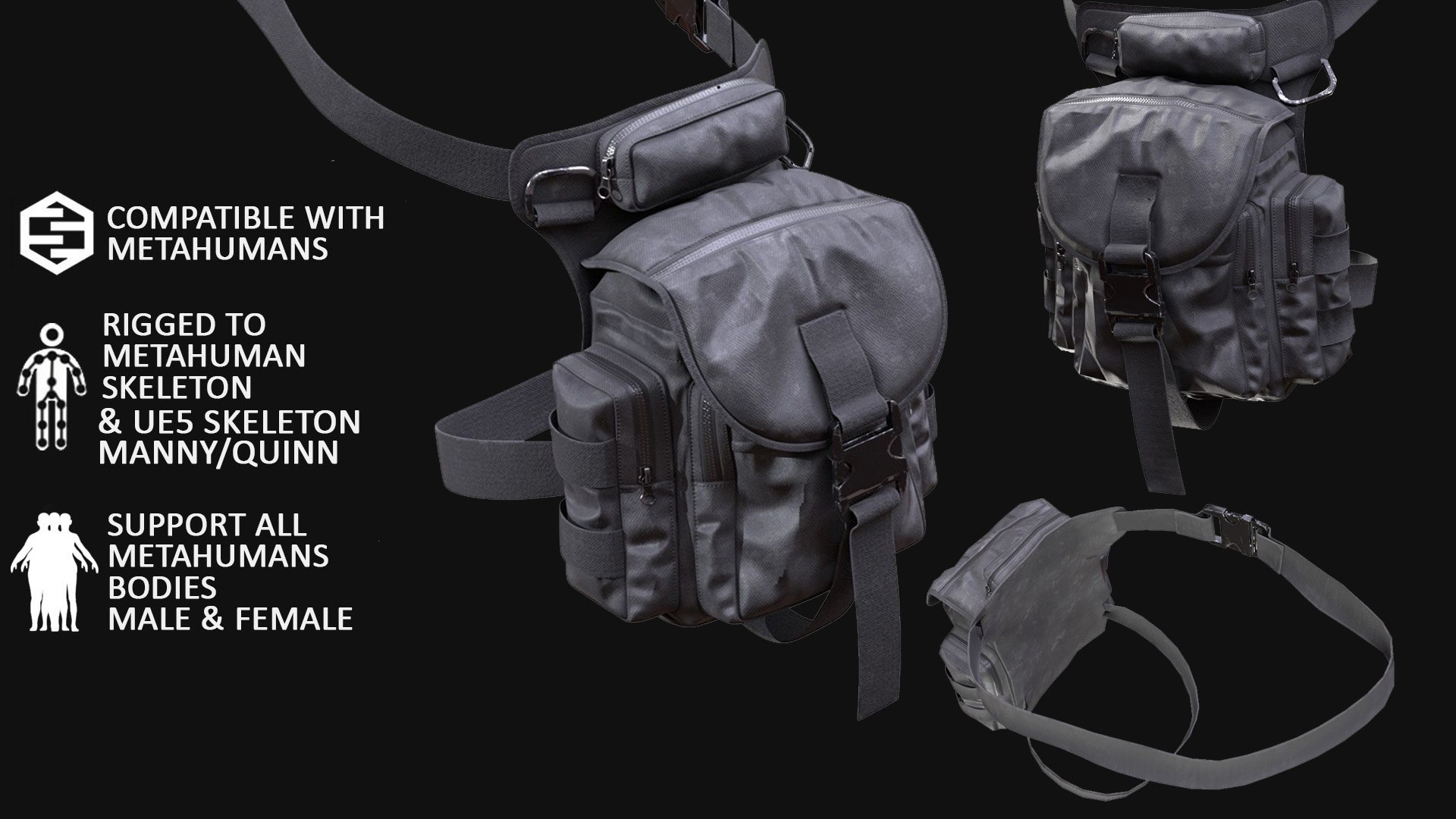 Military Bag 4 - All MH Bodies UE5 Skeletons - Rigged 3D Model ...