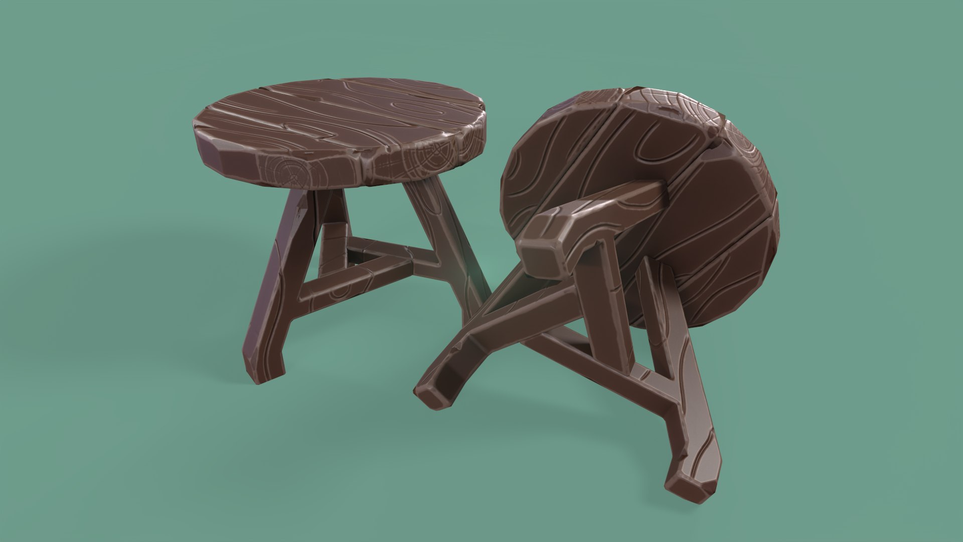 3D Wooden Stool Stylized - TurboSquid 1702338