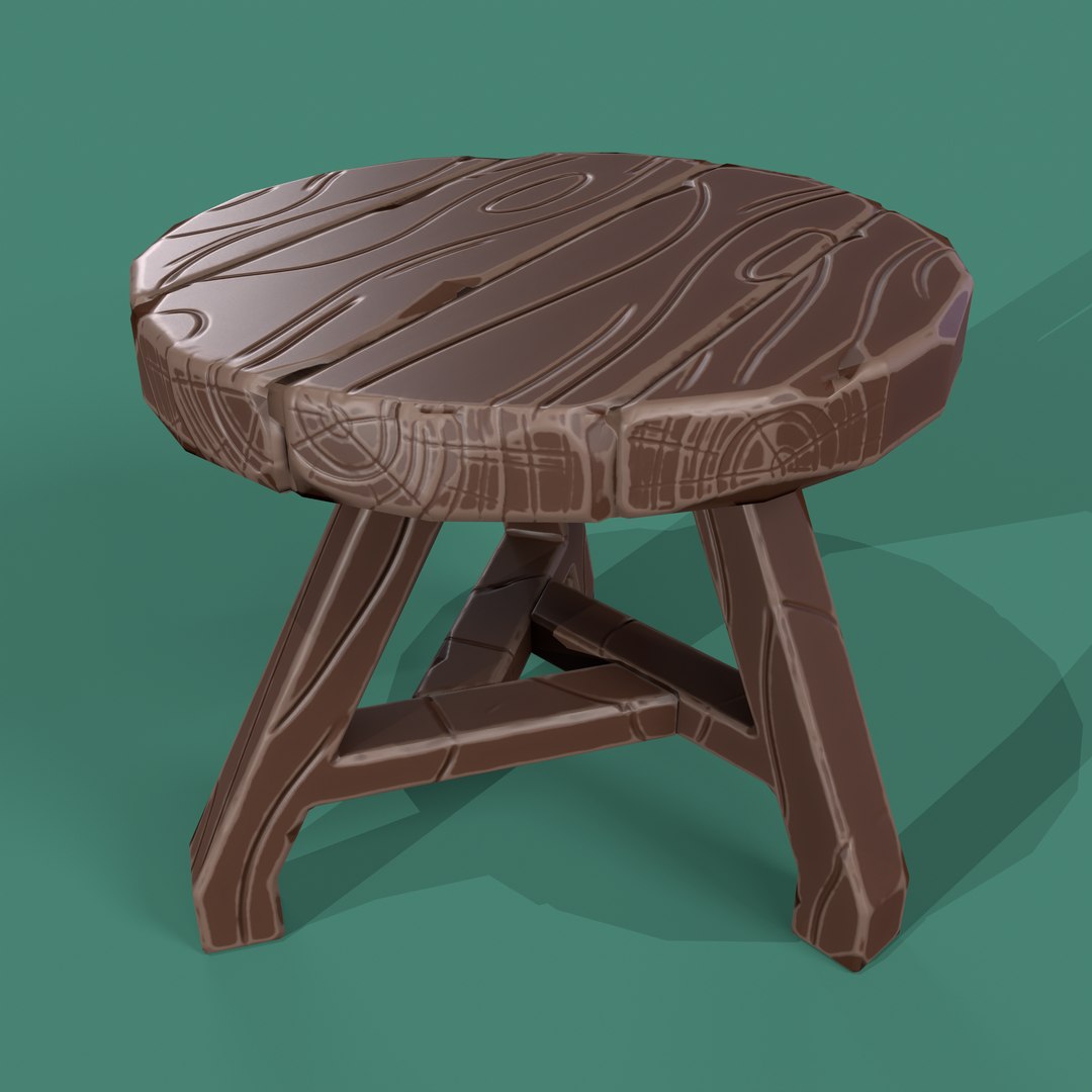 3D Wooden Stool Stylized - TurboSquid 1702338