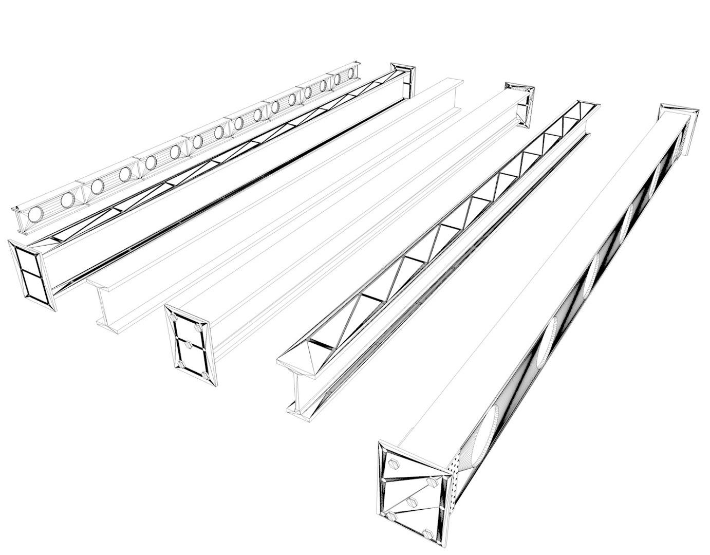 3d Pack Industrial Beams Model