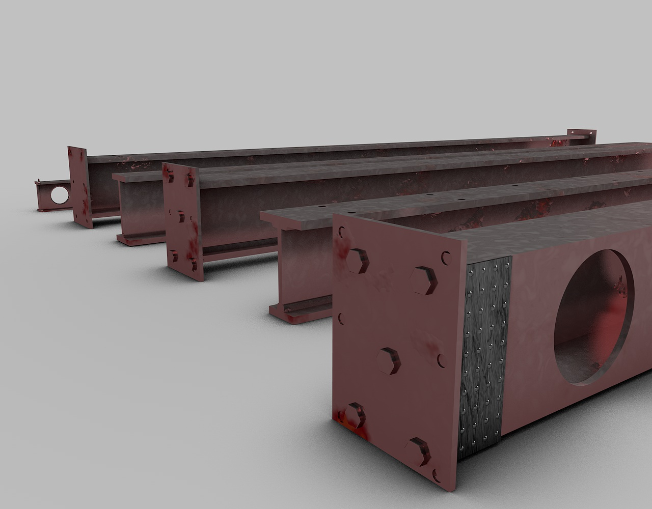3d pack industrial beams model