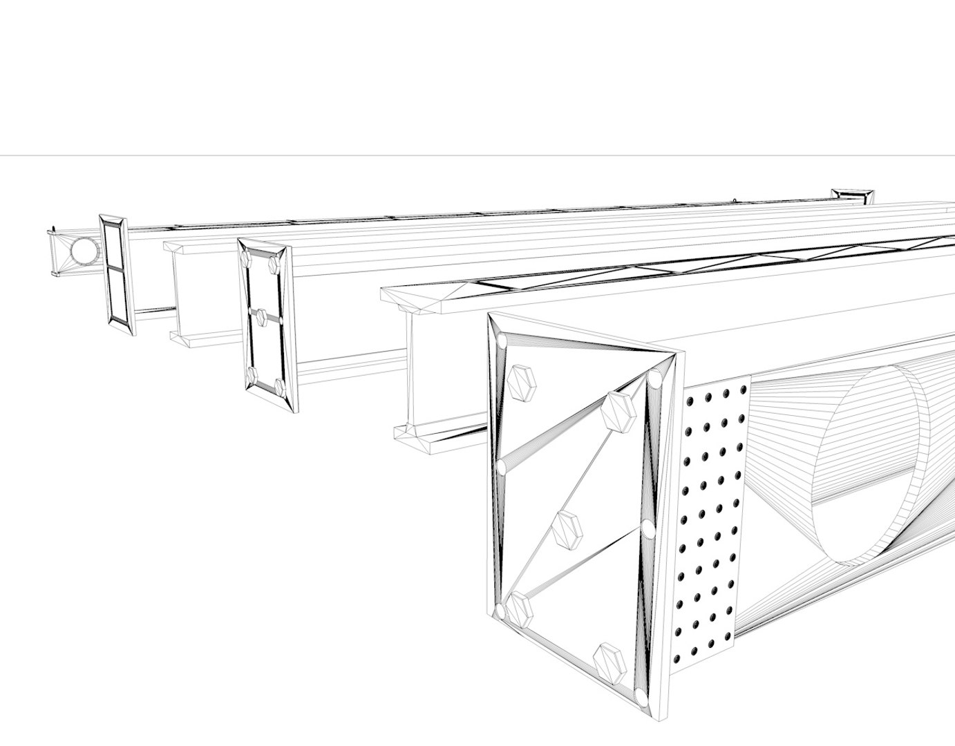 3d Pack Industrial Beams Model