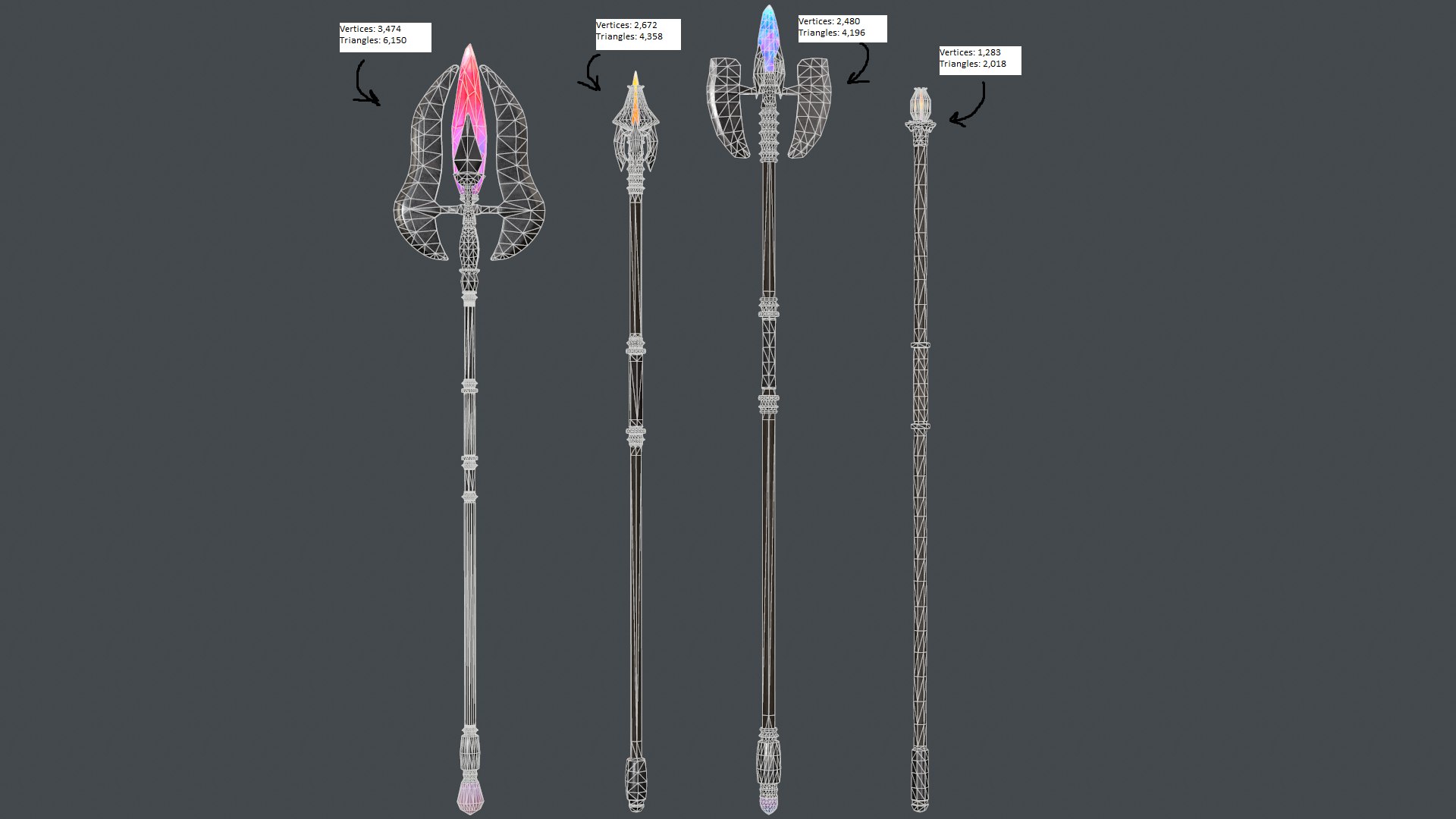 Staves Level1-4 Magic Staff 3D Model - TurboSquid 1547058