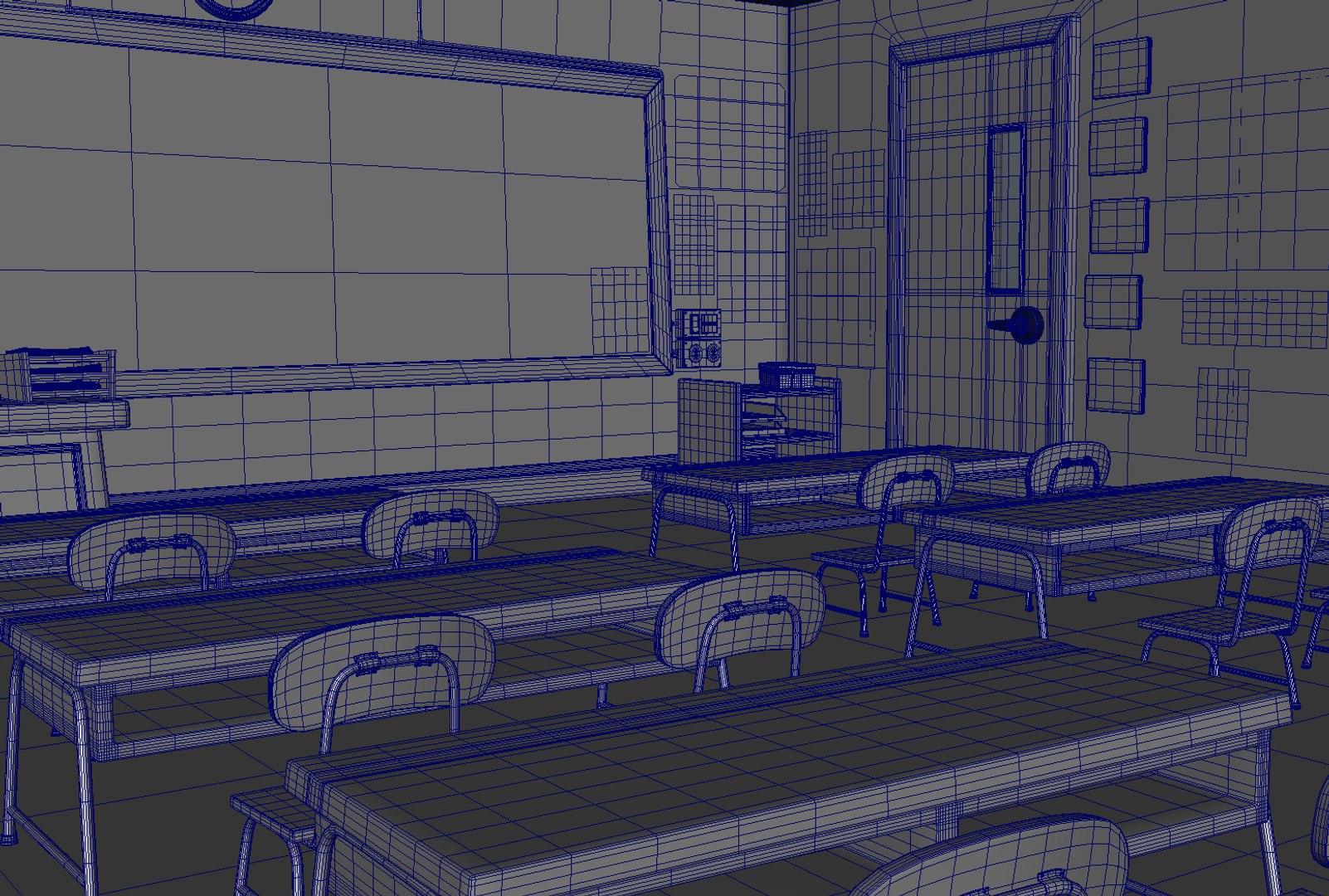 3d Model Cartoon Classroom Scene