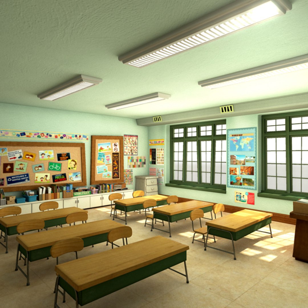 3d Model Cartoon Classroom Scene