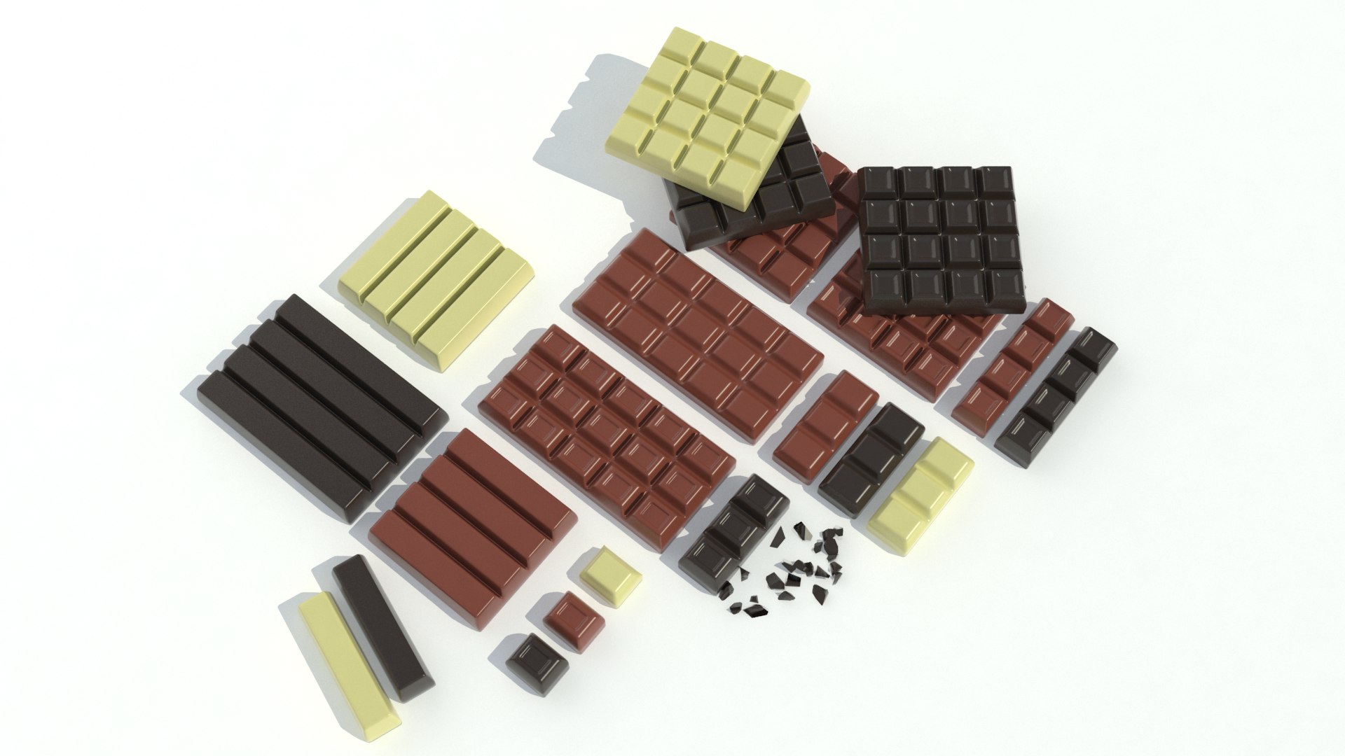 Realistic Chocolate Bar Sets 3d Model
