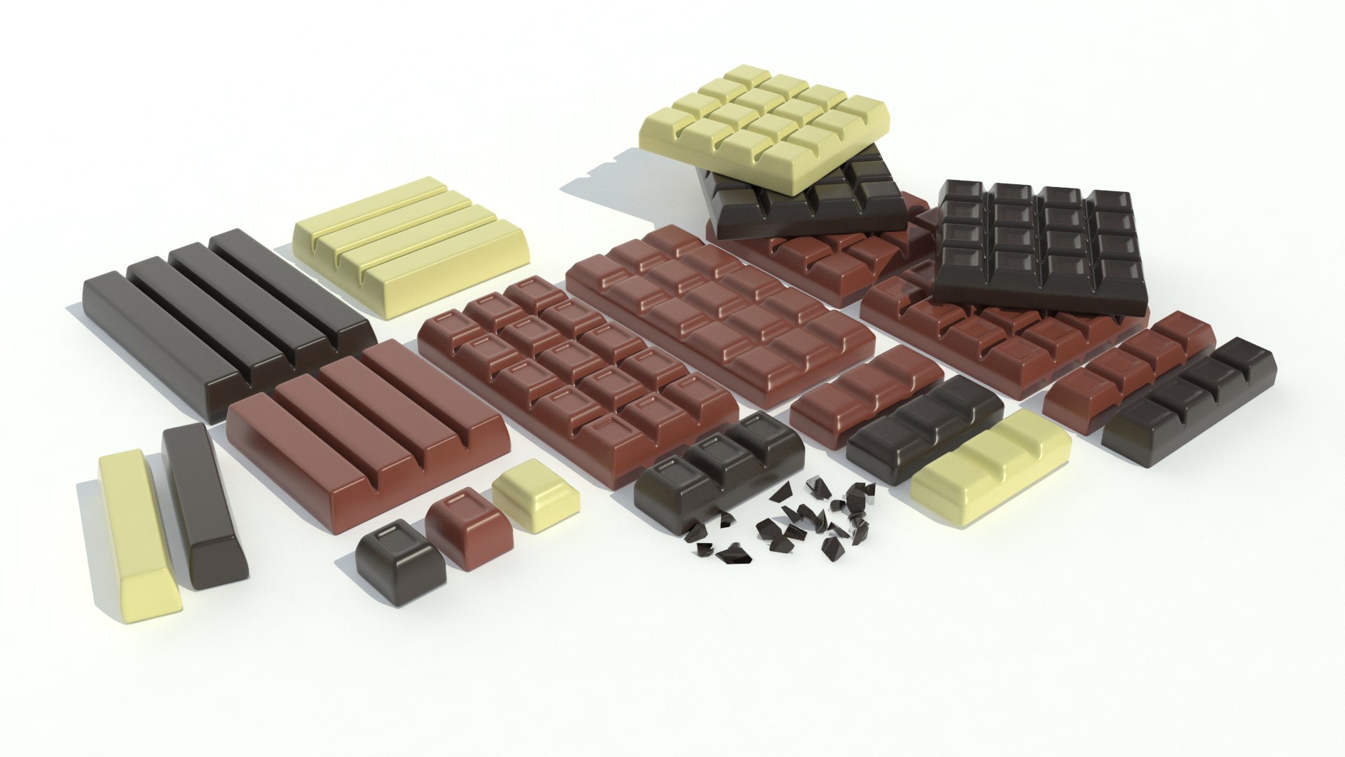 Realistic Chocolate Bar Sets 3d Model