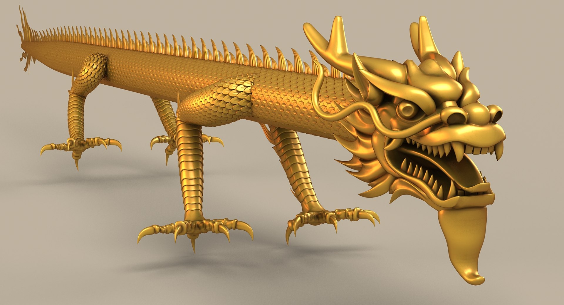Ancient Straight Dragon 3d Max