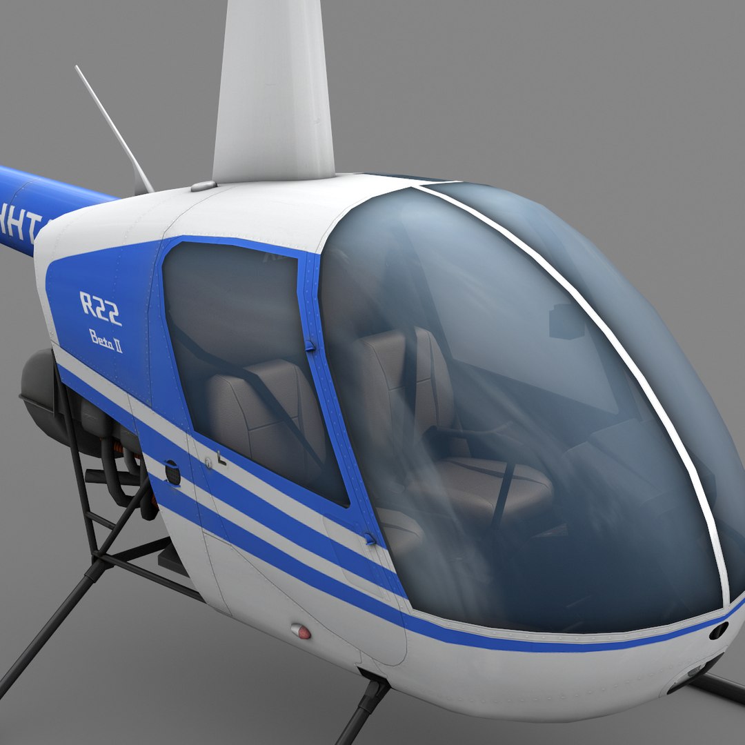 3d low-poly robinson r22 helicopter