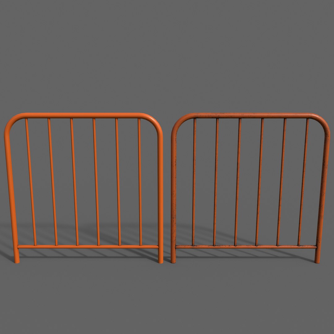 3D Model PBR Pedestrian Guard Rail Orange V2 - TurboSquid 1866706