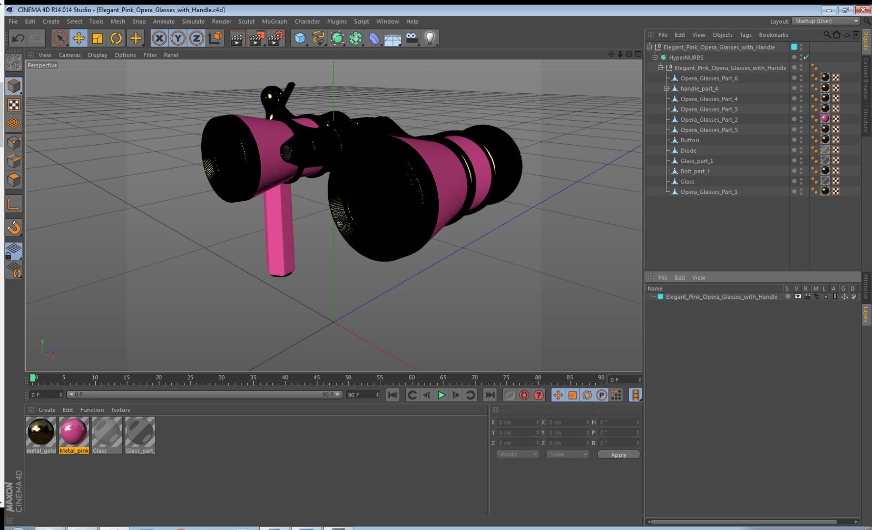 3D Elegant Pink Opera Glasses Model - TurboSquid 1359651