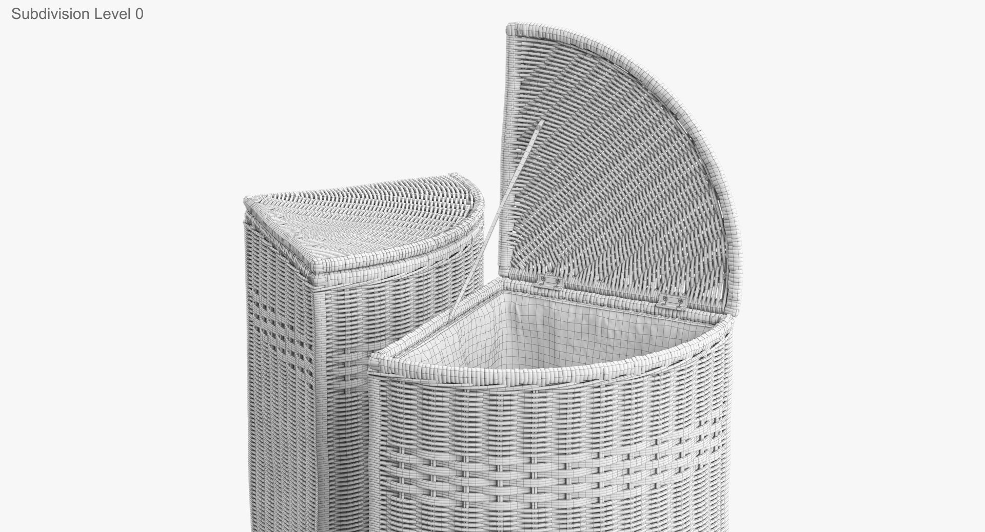 Wicker Laundry Basket Rattan 3d Model