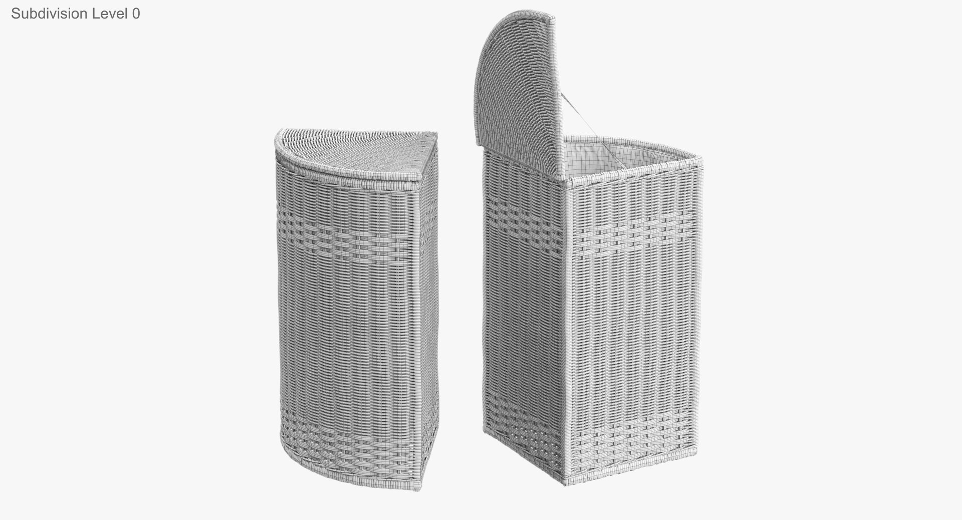 Wicker Laundry Basket Rattan 3d Model