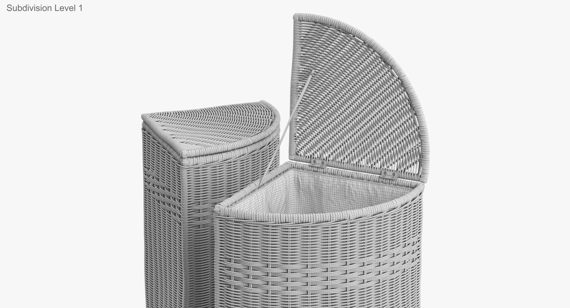 Wicker Laundry Basket Rattan 3d Model