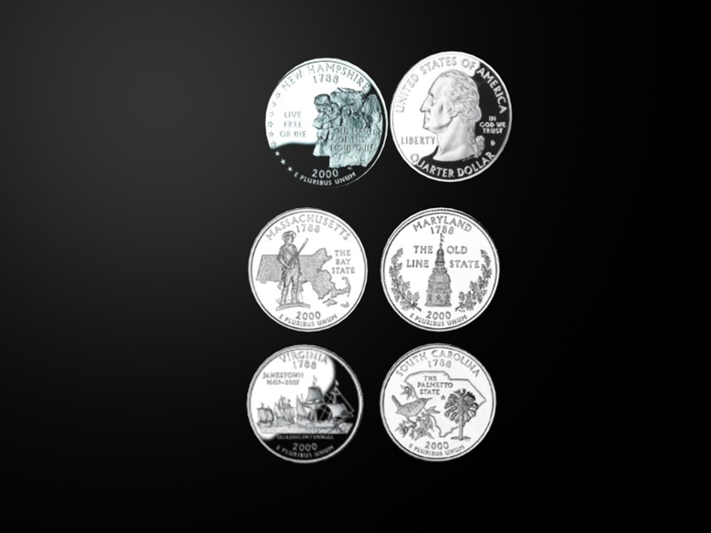 2000 State Quarters 3d C4d