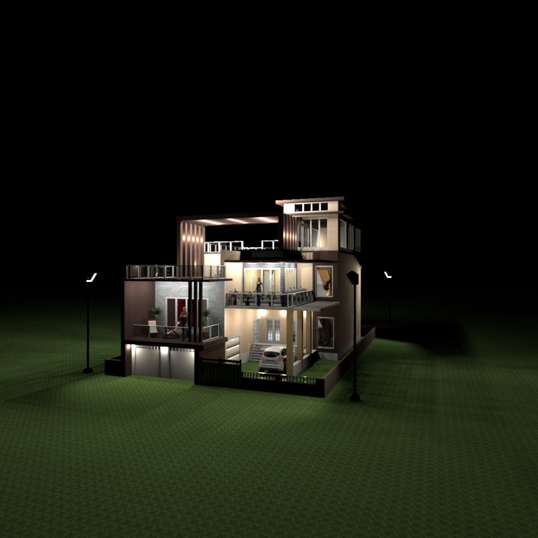 3D Duplex House Model - TurboSquid 1314039