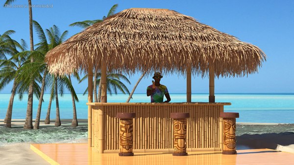 Barman at Tiki Bar 3D model - TurboSquid 1841953