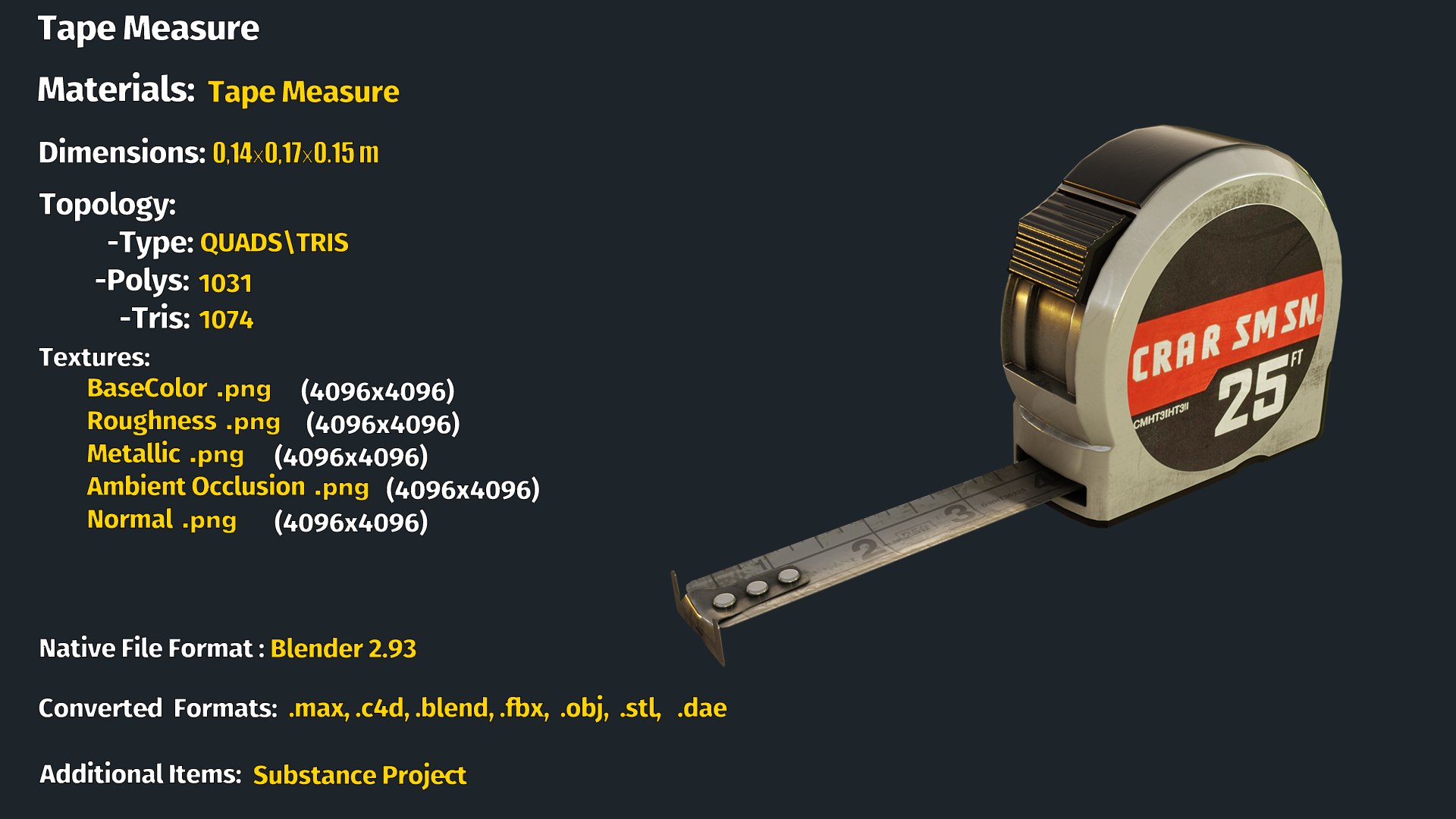 Tape Measure 3D model - TurboSquid 1759413