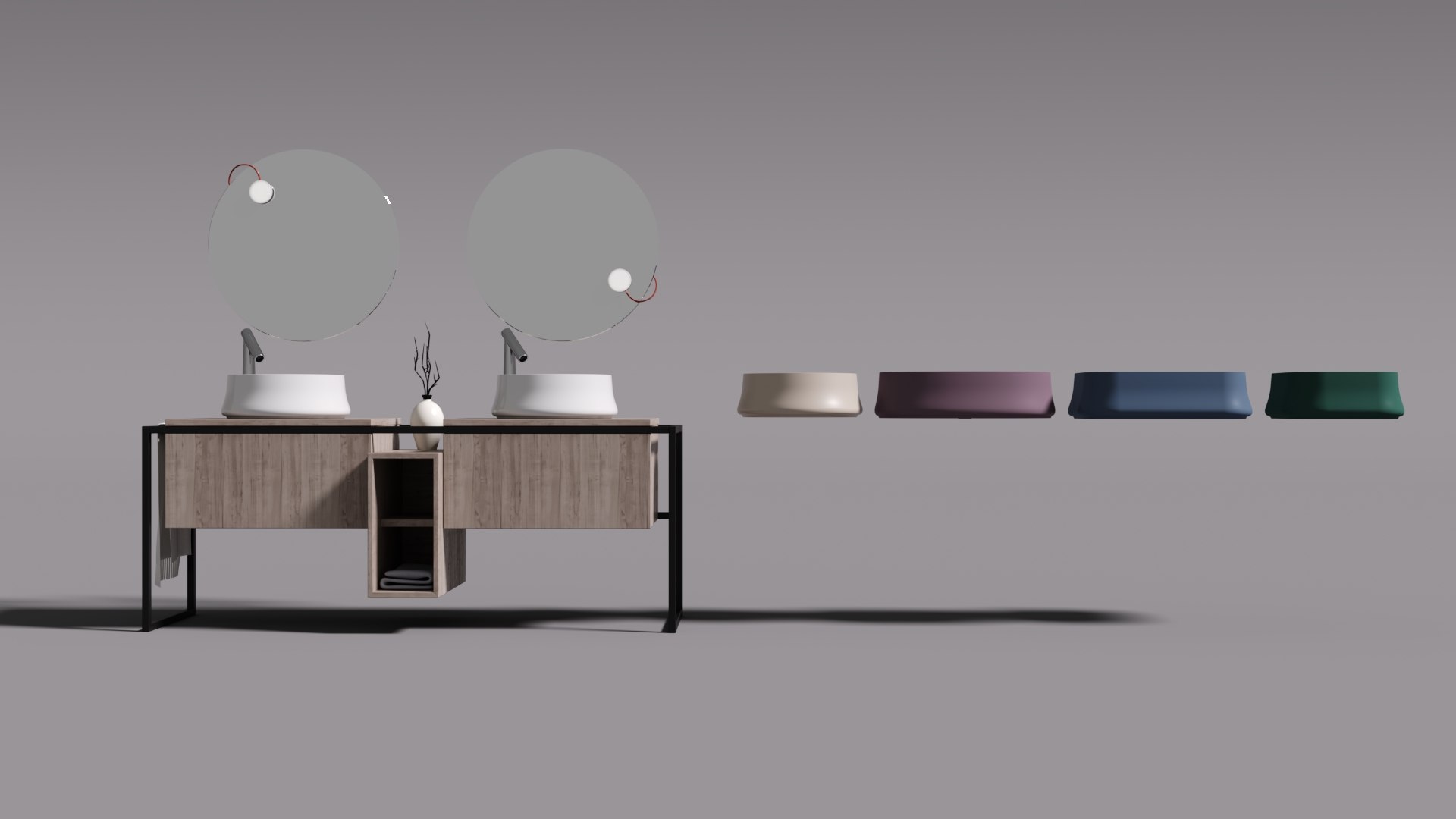 3D Model Simas Sharp Modern Double Vanity Sink With Customizable Basins - TurboSquid 2307193