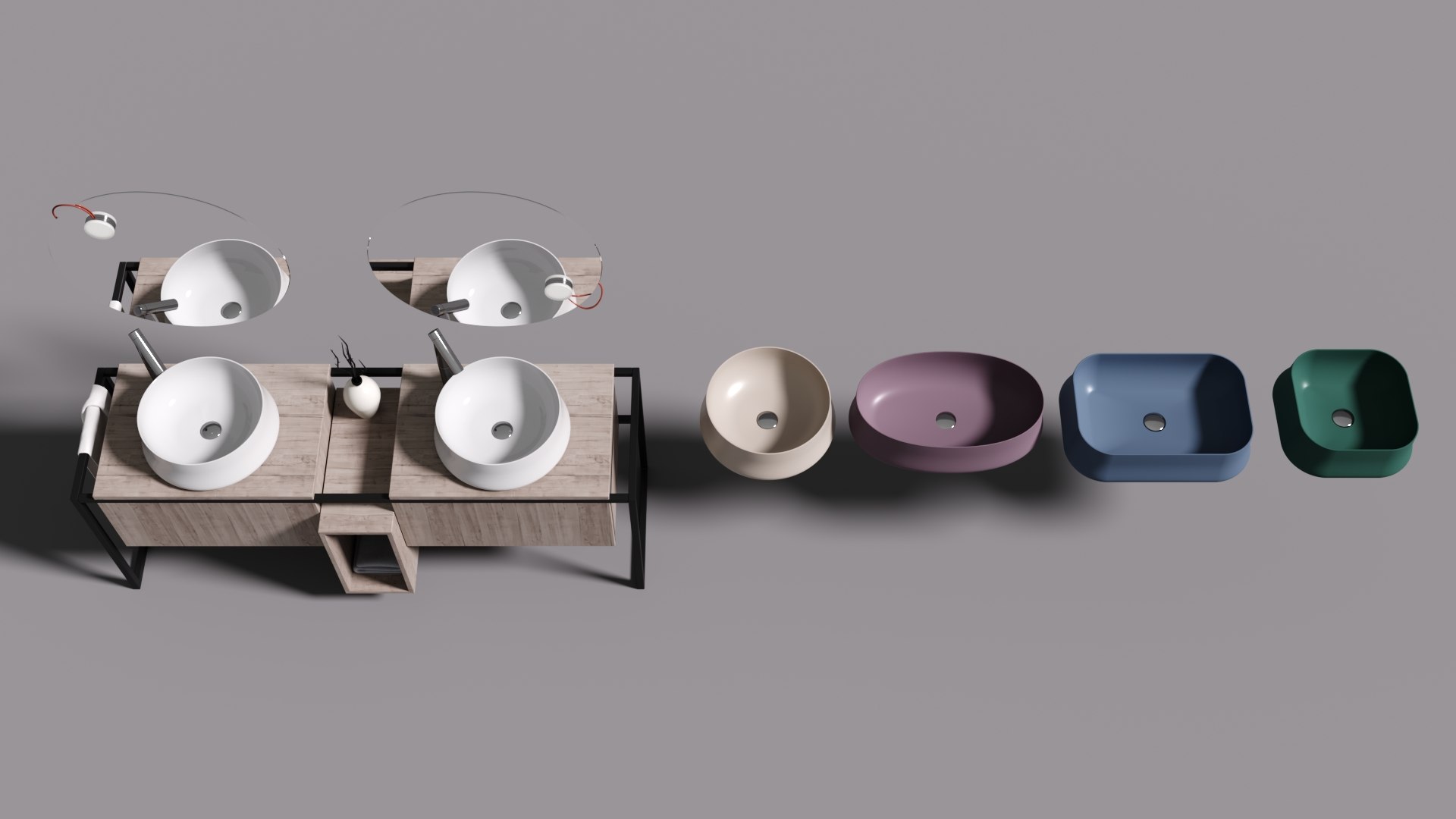 3D Model Simas Sharp Modern Double Vanity Sink With Customizable Basins - TurboSquid 2307193